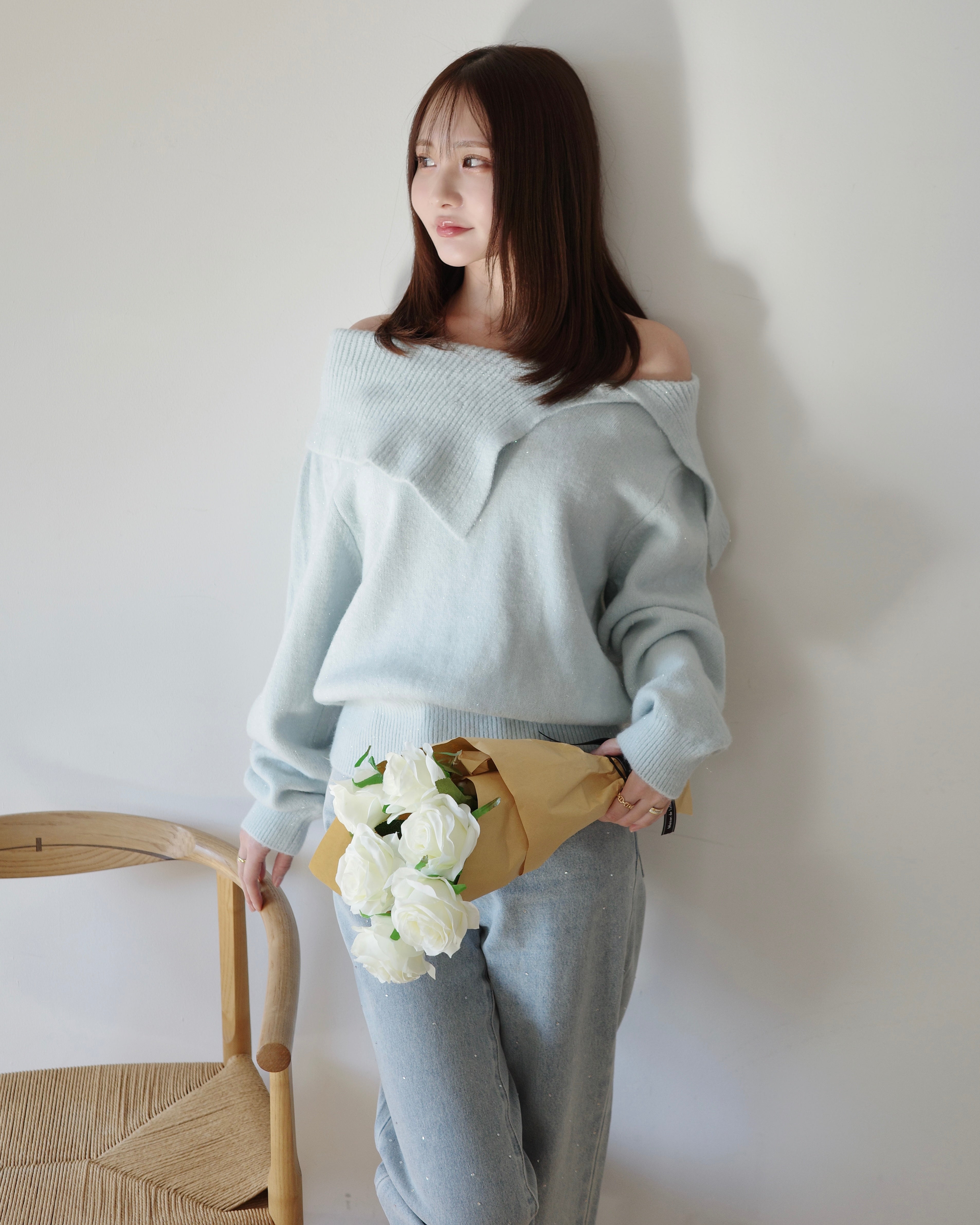 【1/23(Fri.)21:00up date】オフショルダーラメニットトップス – Maison de Lyla